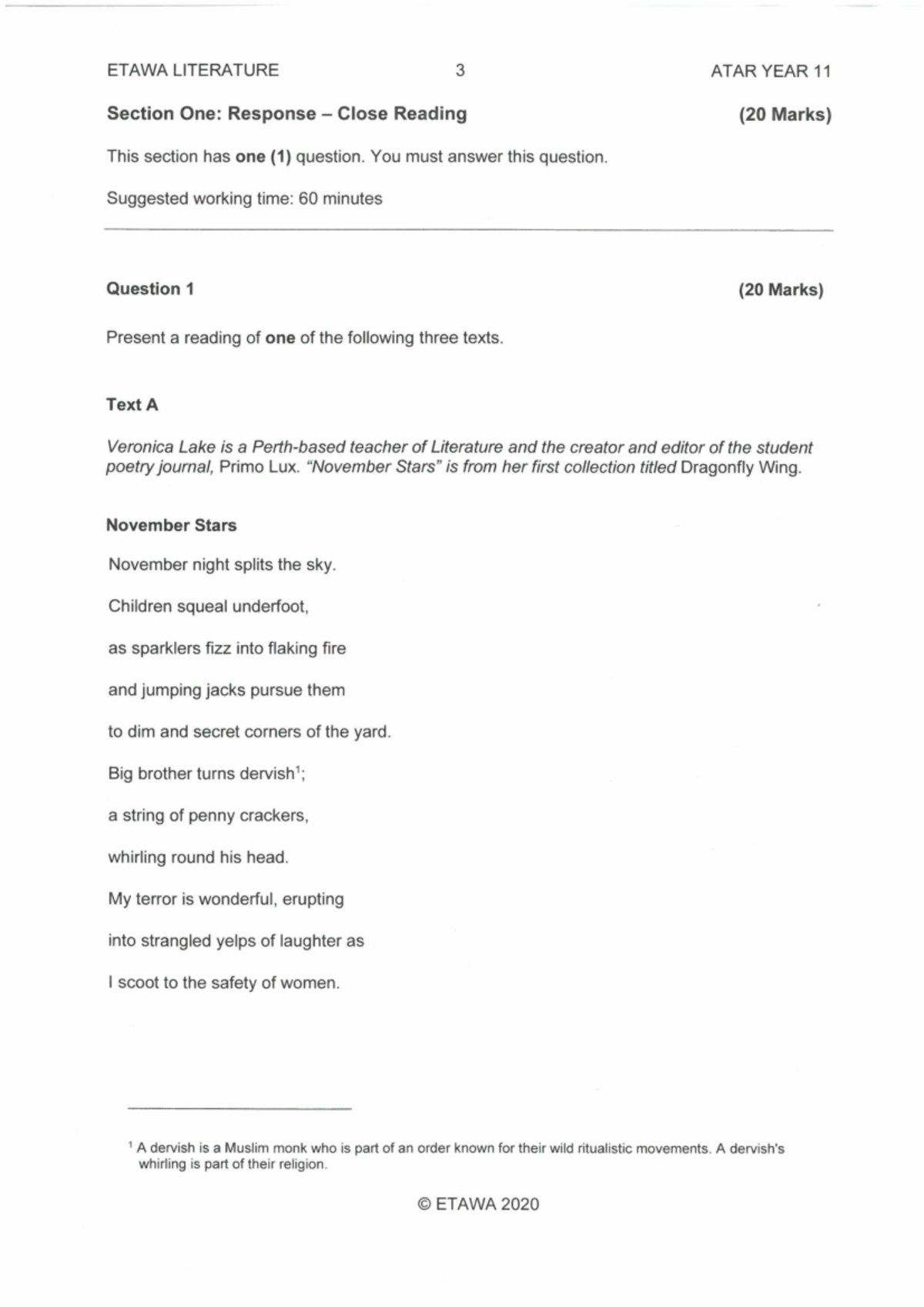 Close reading practice texts - ETAWA LITERATURE 3 ATAR YEAR 11 Section ...