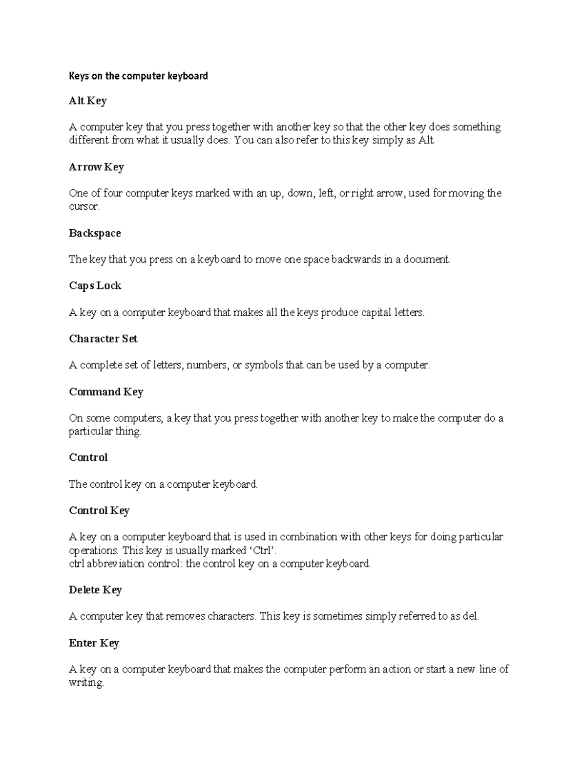 Computer Keyboard Keys: Functions and Shortcuts Guide - Studocu