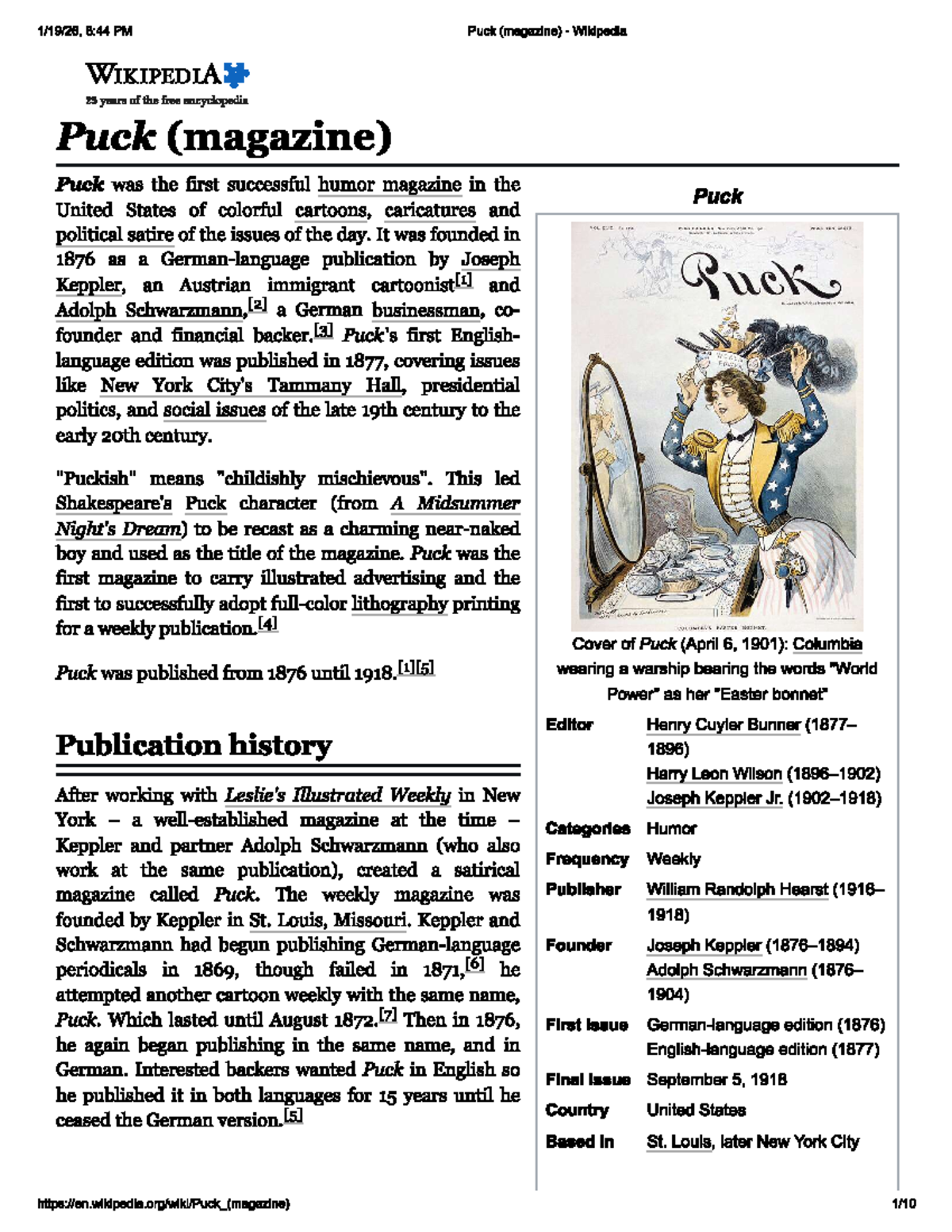 Puck (magazine) Overview: A Historical Perspective on Humor and Satire ...