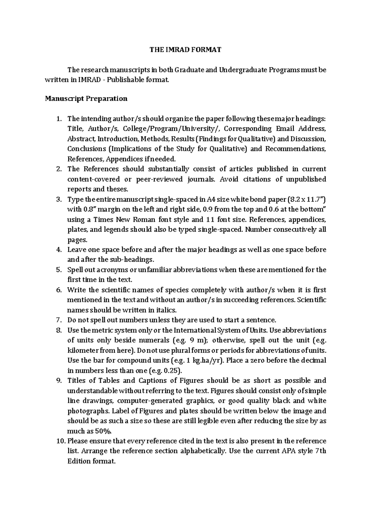 IMRAD Format Guidelines for Research Manuscripts in Academia - Studocu