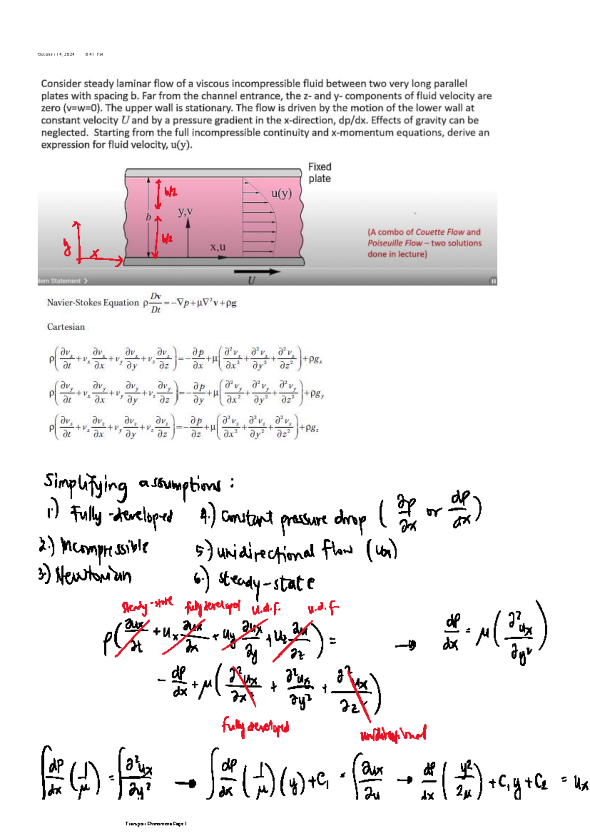 Velocity profile transport - Advanced Heat and Mass Transfer - October 14, 2024 8:41 PM ...