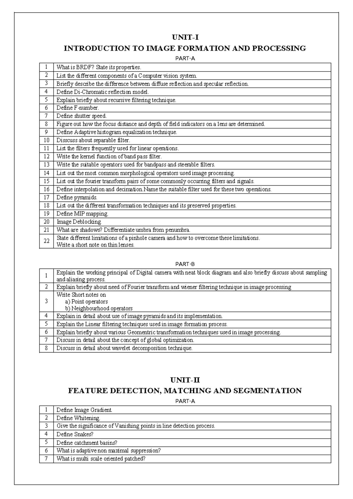 CV QB - Image Formation and Processing Question Bank - Studocu