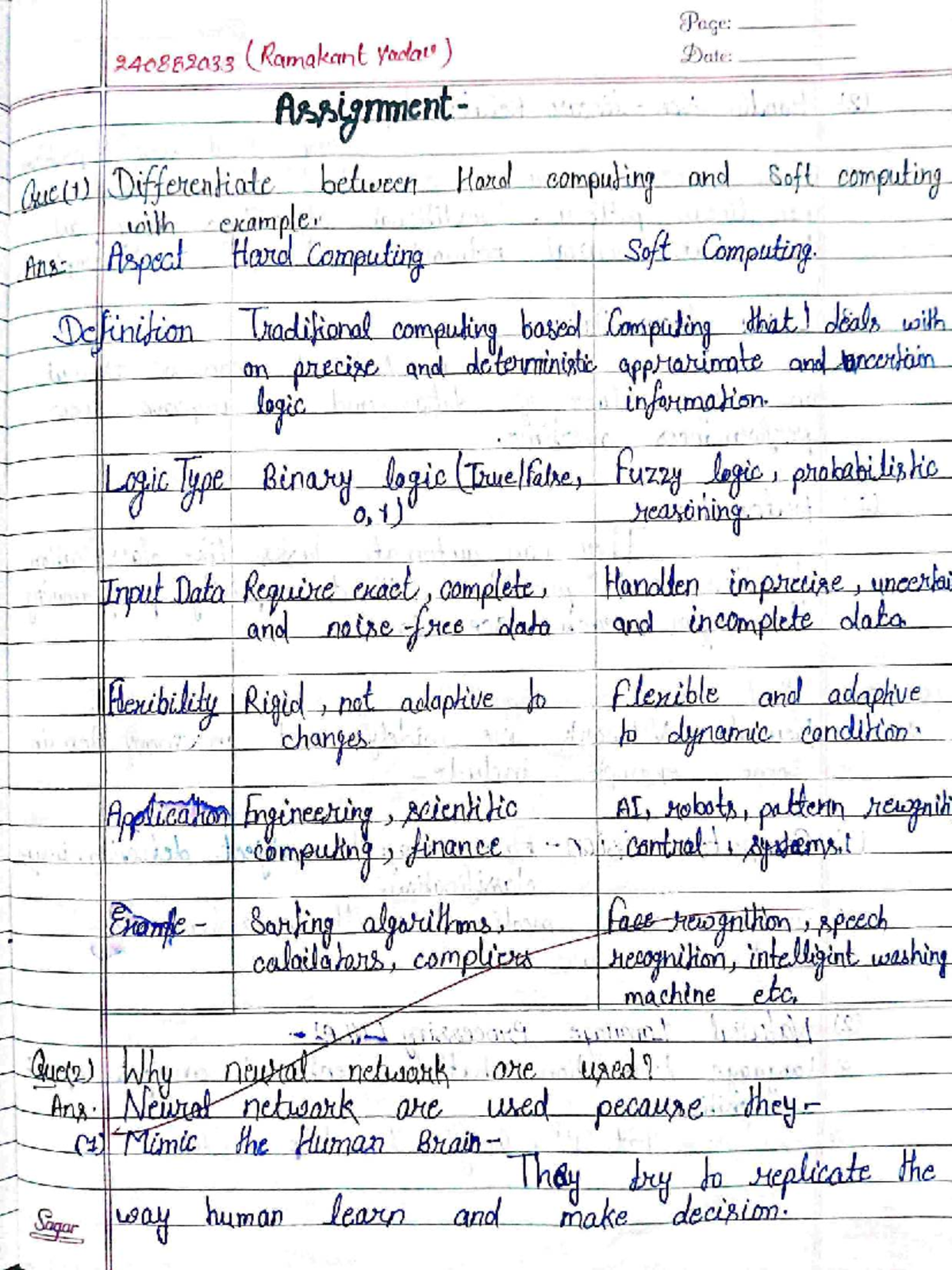 Soft Computing Assignment: Hard vs. Soft Computing & Neural Networks (CS101) - Studocu