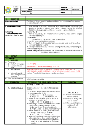 COT 1 math 4 MDAS - Lesson plan - Department of Education Region III SCHOOLS DIVISION OFFICE OF ...