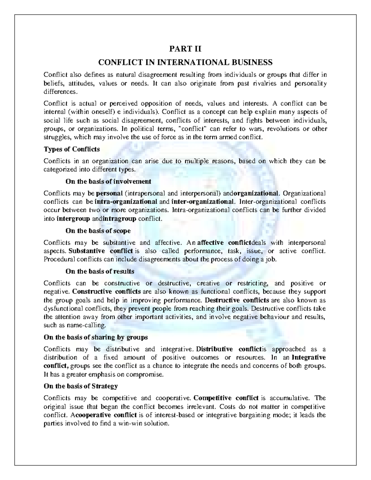IB 5: Conflict Management & Ethical Issues in International Business ...
