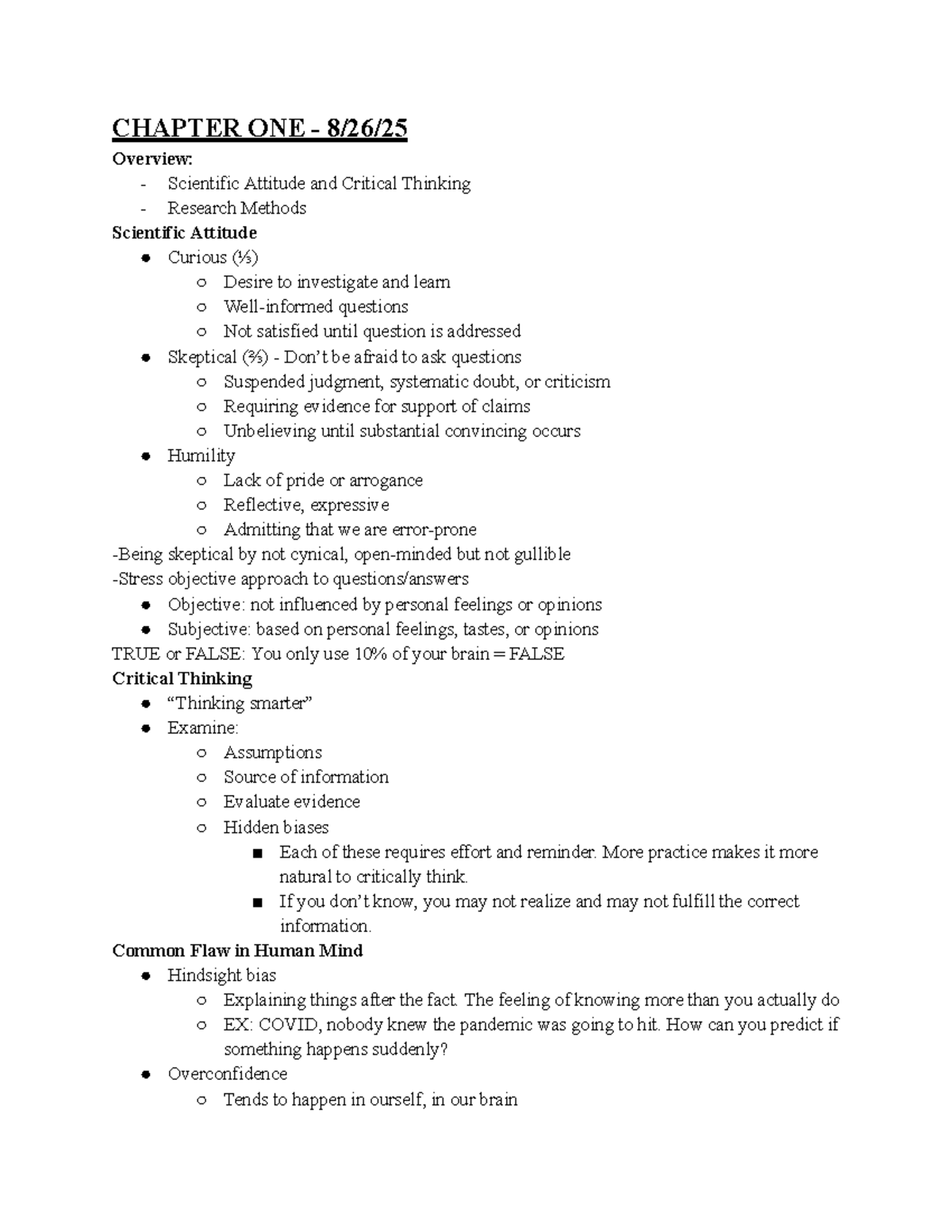 Final Exam Study Guide for CS101: Scientific Attitude & Critical ...