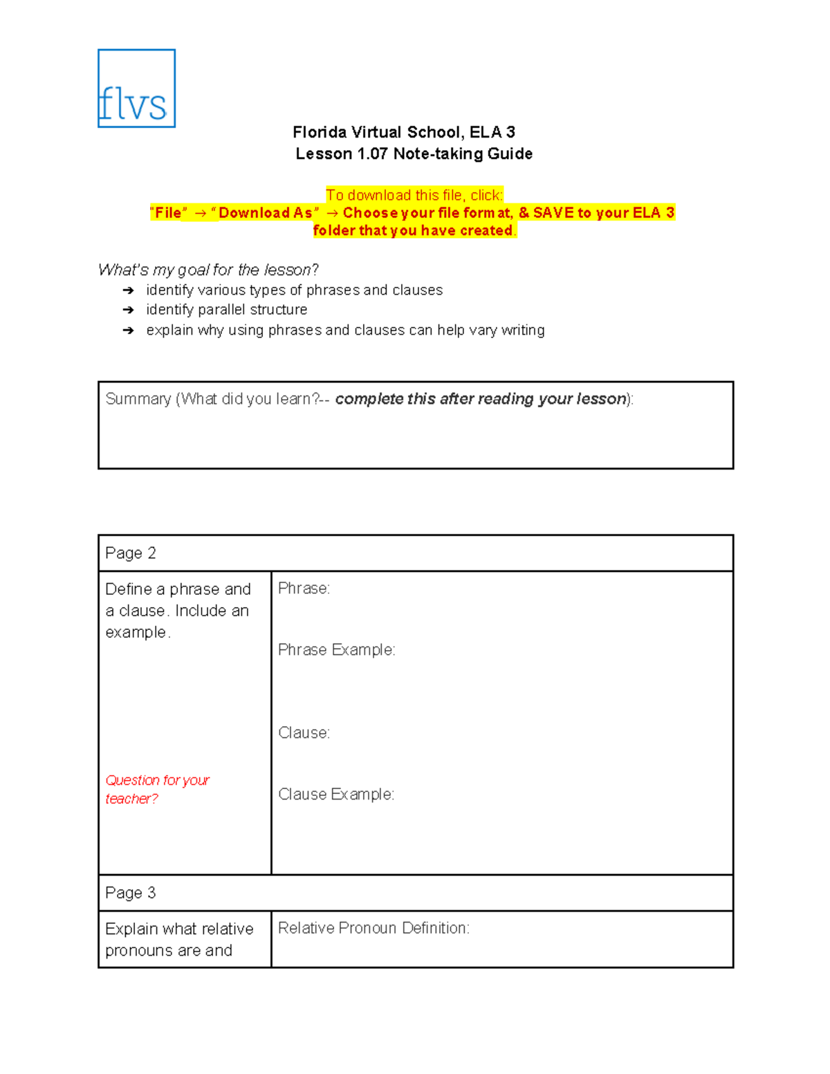 V25Lesson 107Notetaking Guide - Lesson 1 Note-taking Guide To download ...