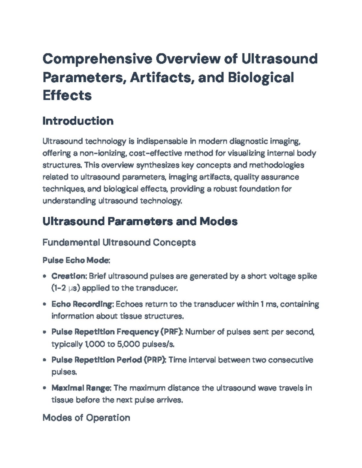 Comprehensive Overview of Ultrasound: Parameters, Artifacts & Effects ...
