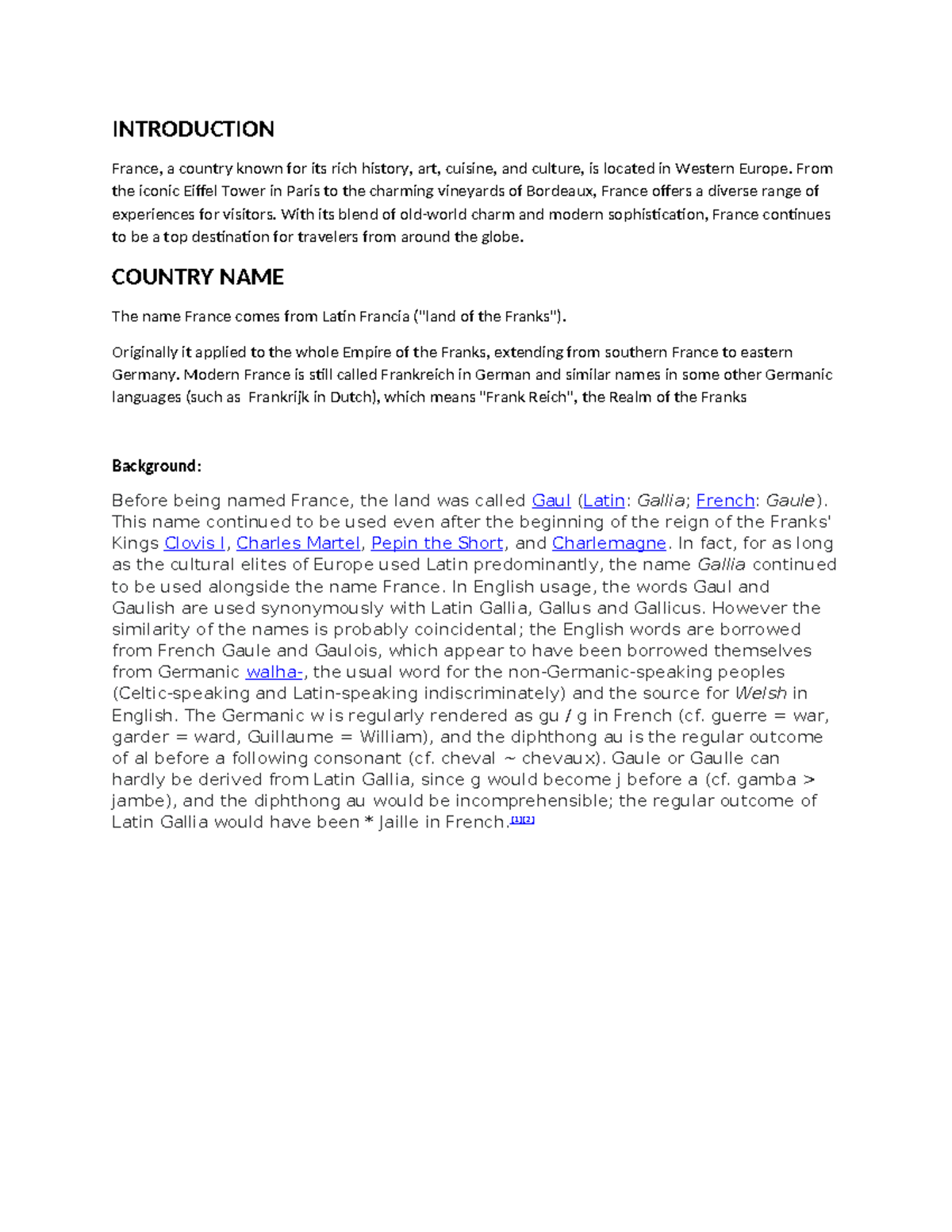 Introduction - dsđasa - INTRODUCTION France, a country known for its ...