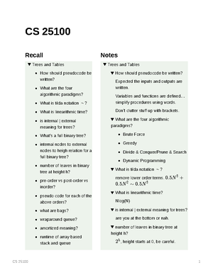 CS 251 Notes - Taken with George Adams - CS 251 – Data Structures and ...