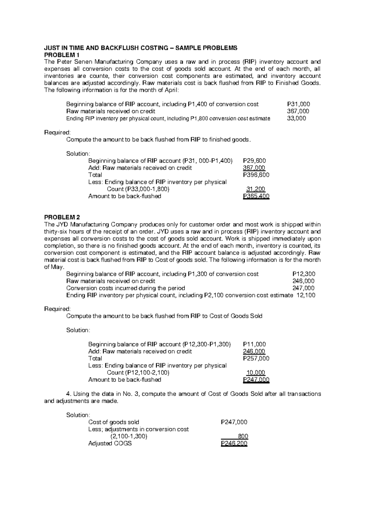 513174683-JIT-and-Backflush-Costing-Sample-Problems-Solutions - Studocu