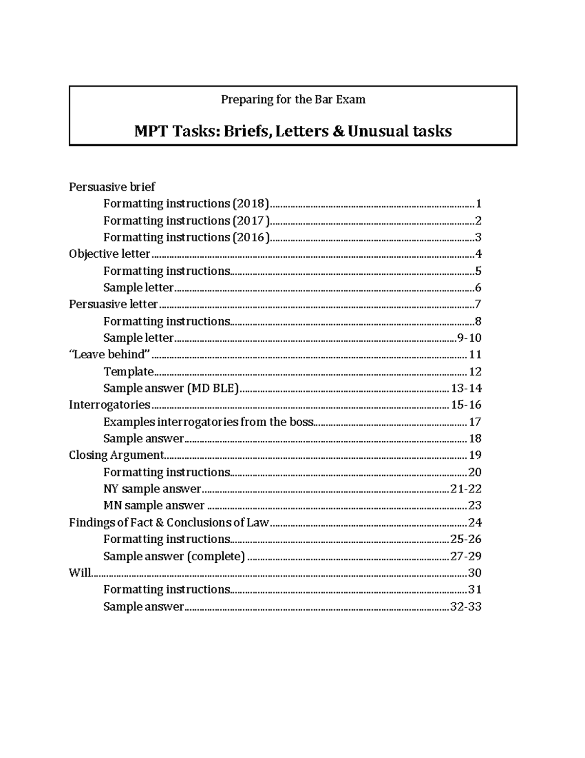 MPT Tasks: Formatting Instructions, Sample Answers & Memos for Bar Exam ...