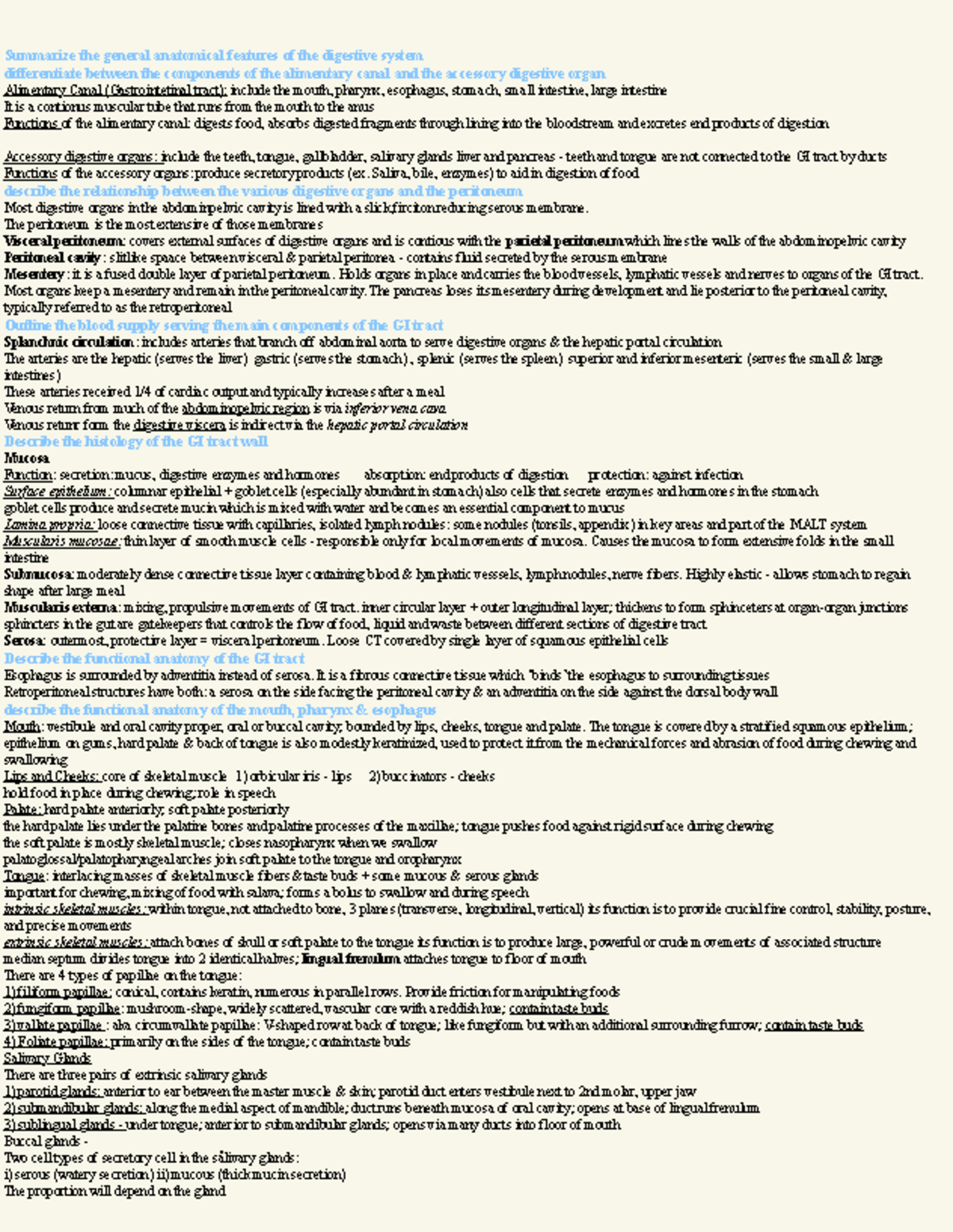 ANP1107 Lecture Notes: Digestive System Anatomy and Physiology Overview ...