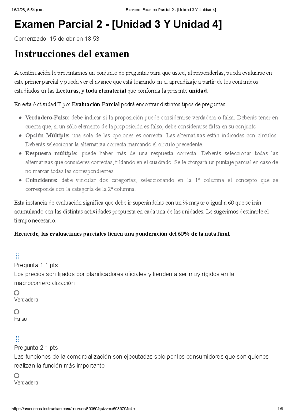 Examen Parcial 2 - Unidad 3 y 4 - Studocu