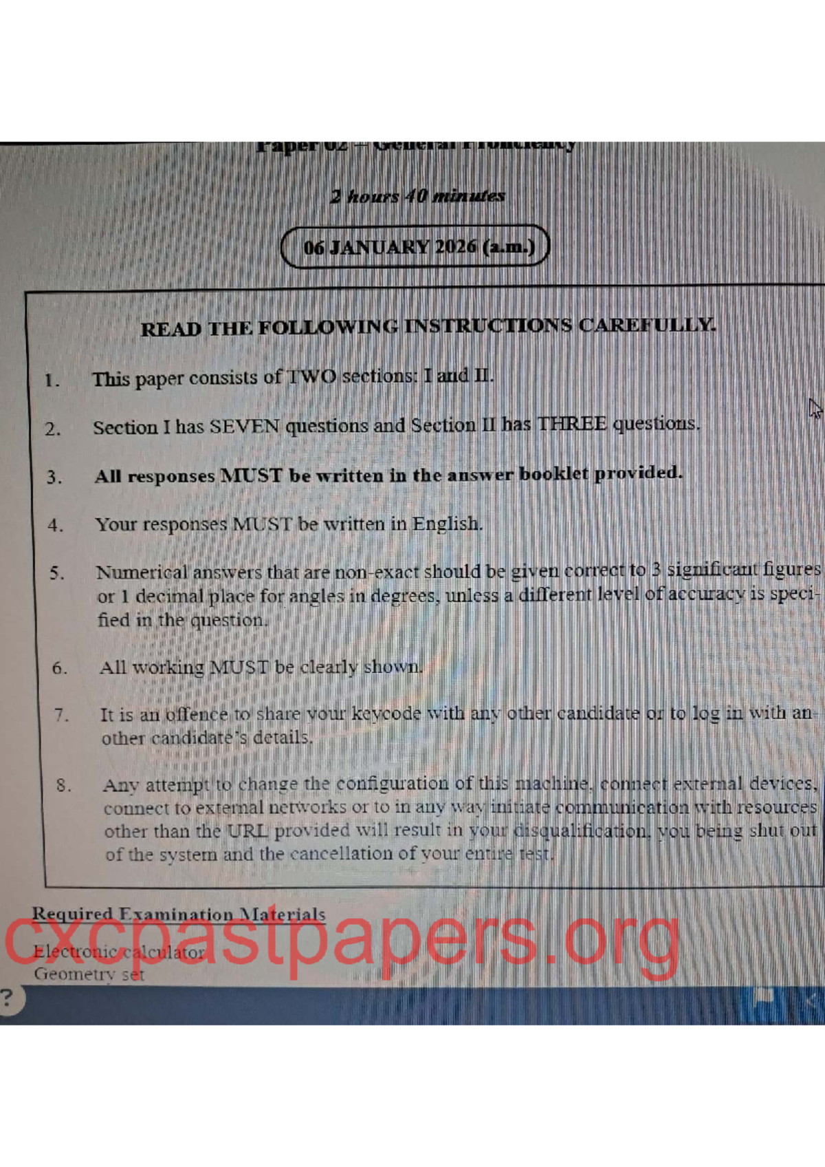 Maths CSEC 2026 Paper 2 - Free Sample Exam Questions - Studocu