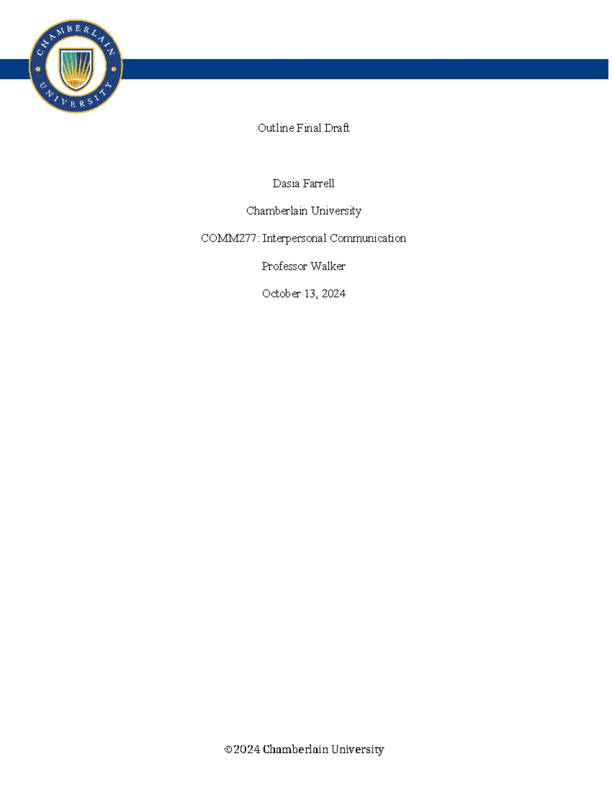 COMM277: Final Draft Outline on Improving Listening Skills - Studocu