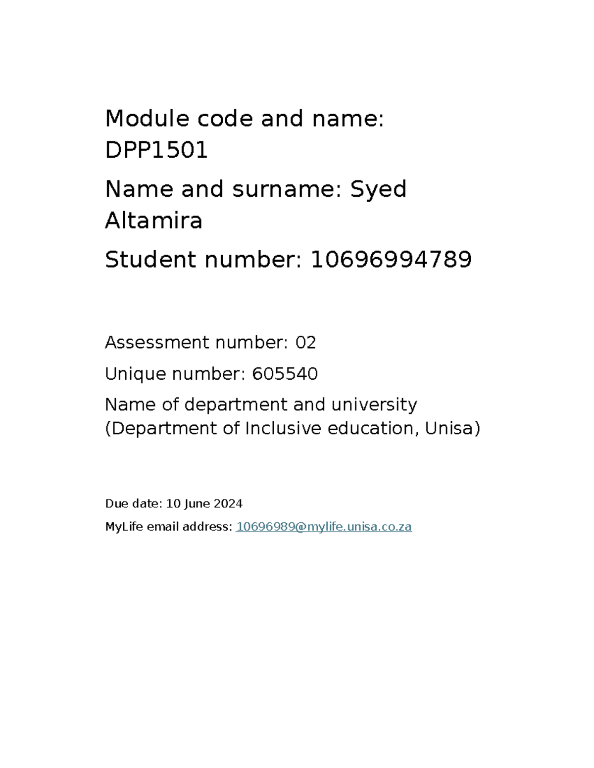 DPP1501 Assessment 2: Inclusive Education Strategies and Practices ...