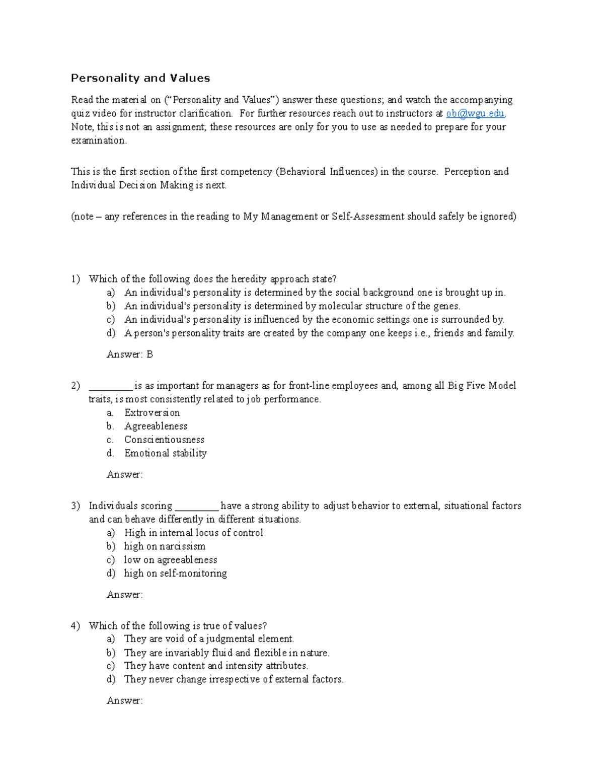 Pesonality and values multiple choice questions - Deprecated API usage ...