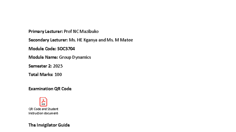 SOC3704 Group Dynamics Oct-Nov Exam 2025 Guidelines - Studocu