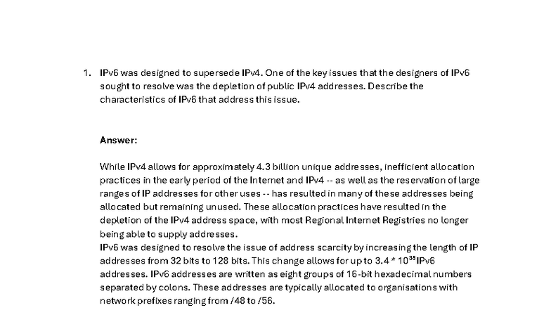 IPv6 Characteristics and Addressing Scheme for Network Design (Course ...