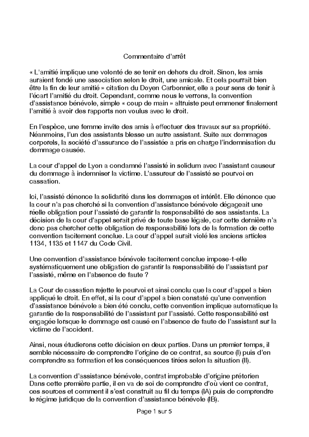 Convention d'Assistance Bénévole : Analyse Juridique et Responsabilités ...
