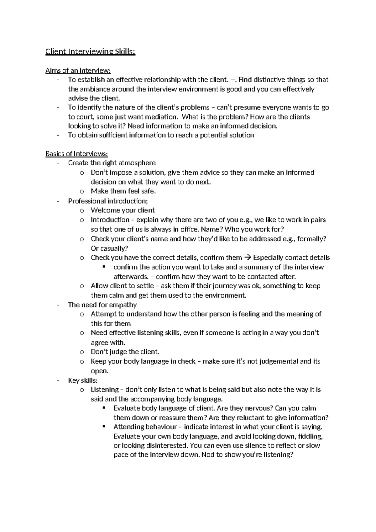 Client Interviewing Skills: Effective Techniques for Success - Studocu