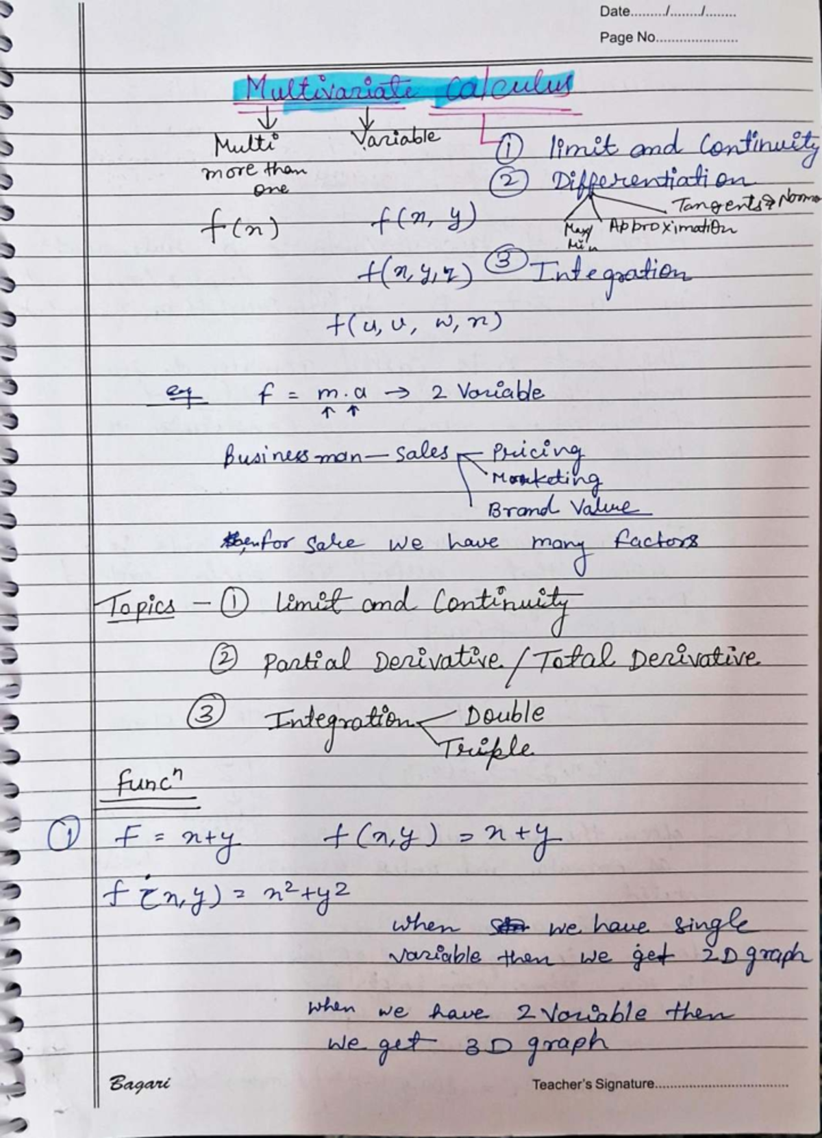 Multivariable Calculus (MATH 201): Limits, Continuity, and ...