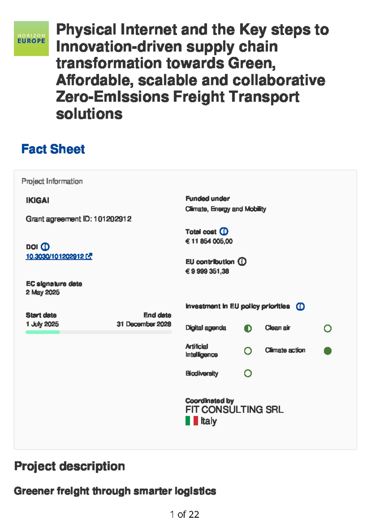 IKIGAI Project: Transforming Freight Transport for Sustainability - Studocu