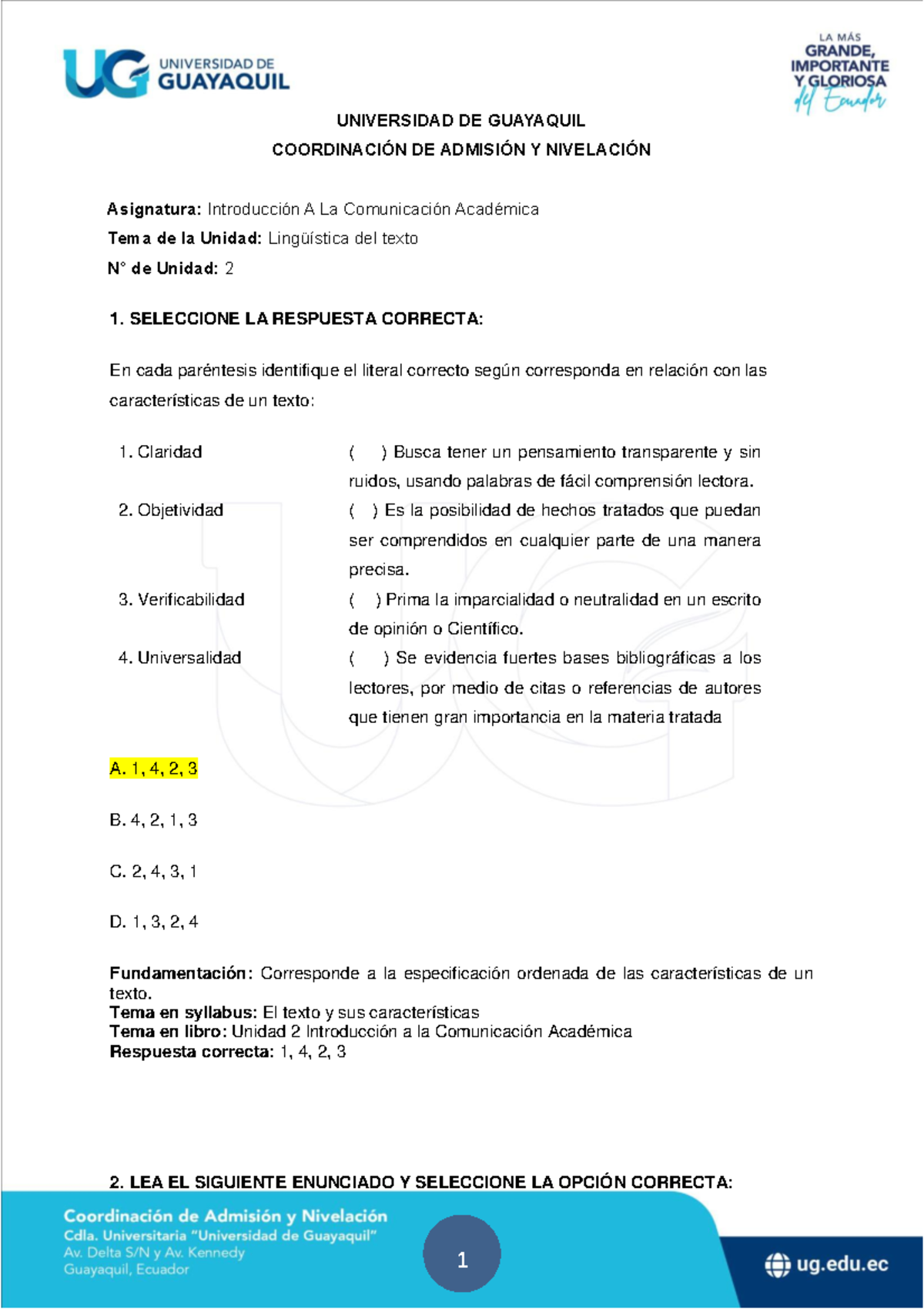Lección U2 - Semana 4: Respuestas a Preguntas de Lingüística del Texto - Studocu