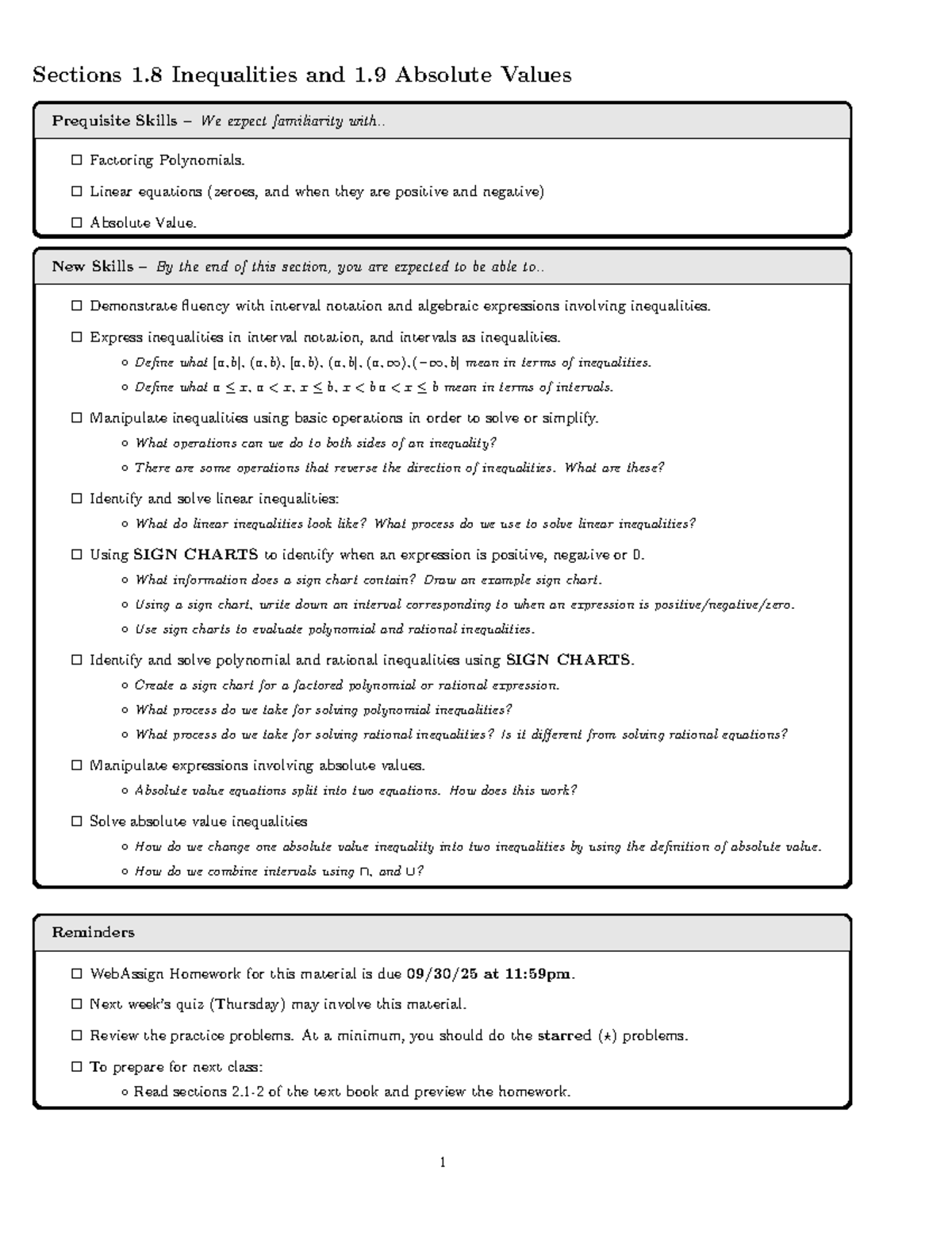 Inequalities and Absolute Values Practice - Math 101 - Studocu