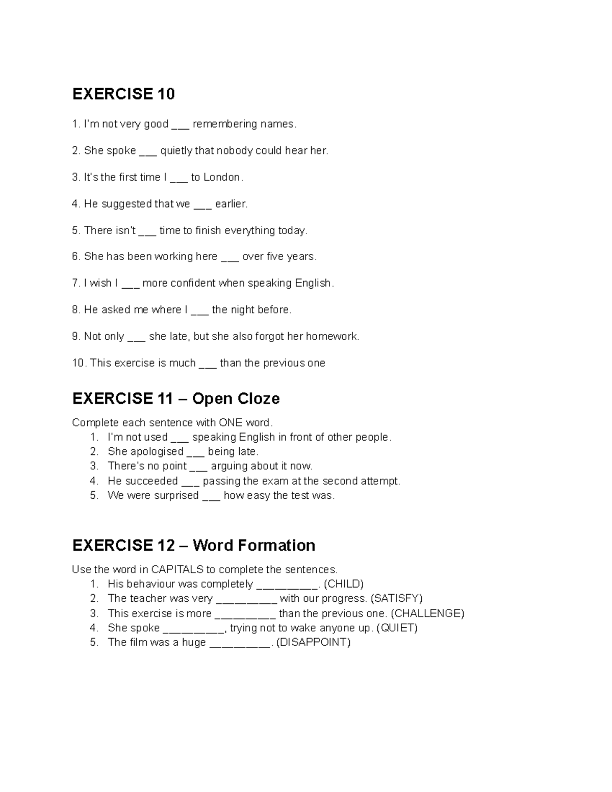 Use of English Exercises: Practice for Language Mastery - Studocu