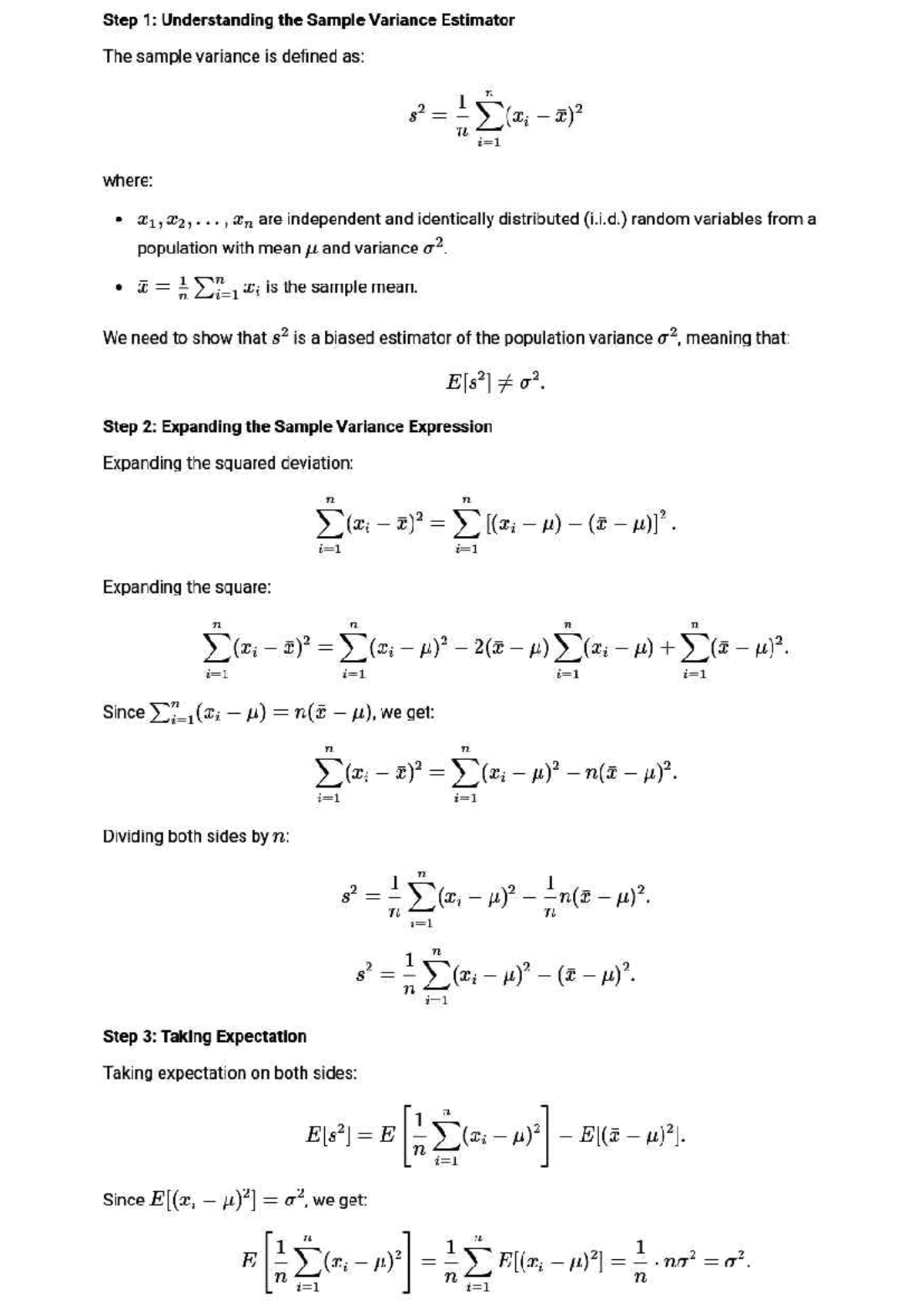 CAT 1 Theory of Estimation - Step 1: Understanding the Sample Variance ...