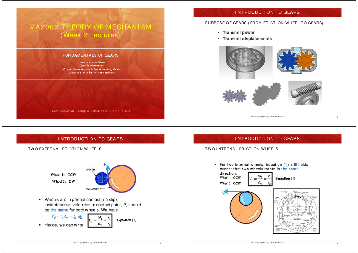 MA2002 Week 2 Lecture Summary: Introduction to Gears and Mechanisms ...