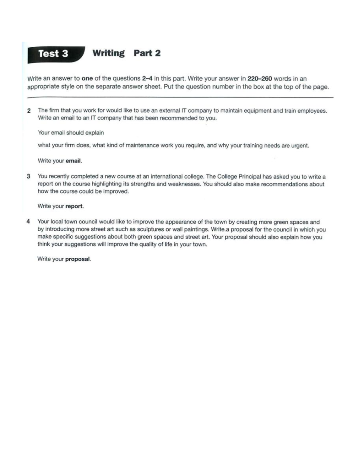 ENG 101 Test 3 Writing Part 2: Email, Report & Proposal Instructions ...