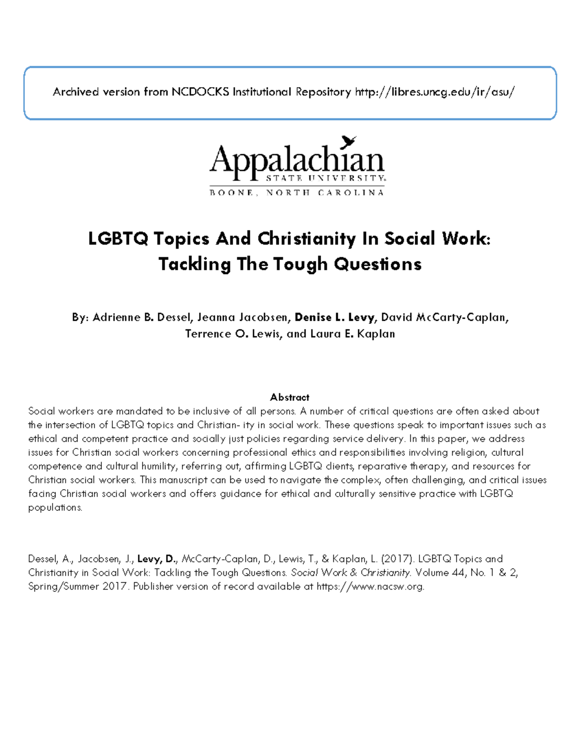 LGBTQ Topics and Christianity in Social Work: Ethical Considerations ...