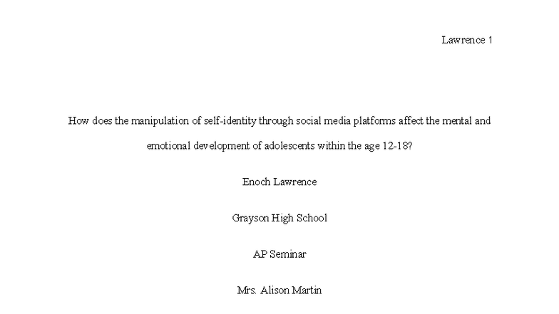 AP Seminar: Enoch's Annotated Bibliography on Social Media's Impact on ...