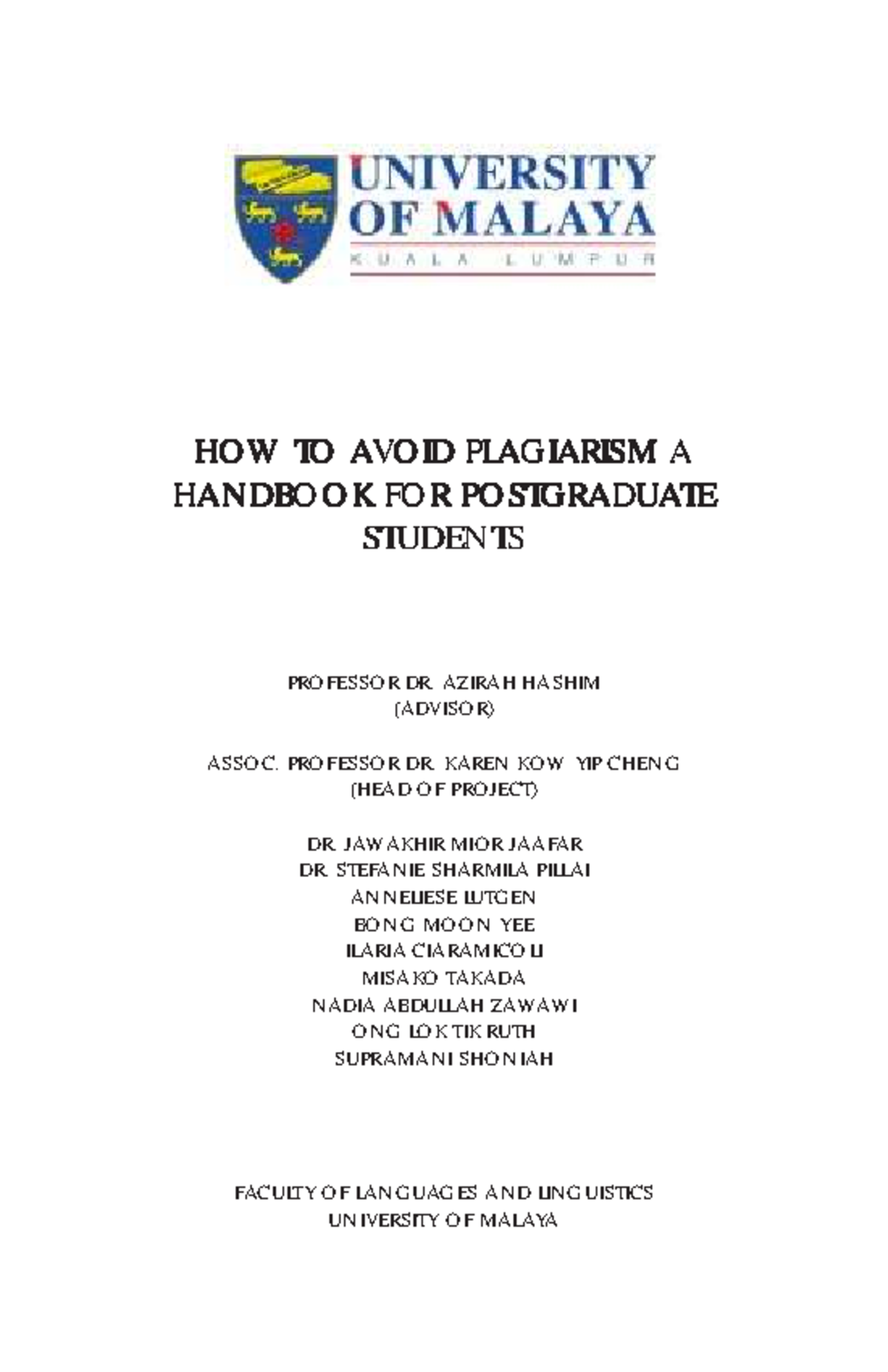 How to Avoid Plagiarism: A Handbook for PG Students (UM) - Studocu