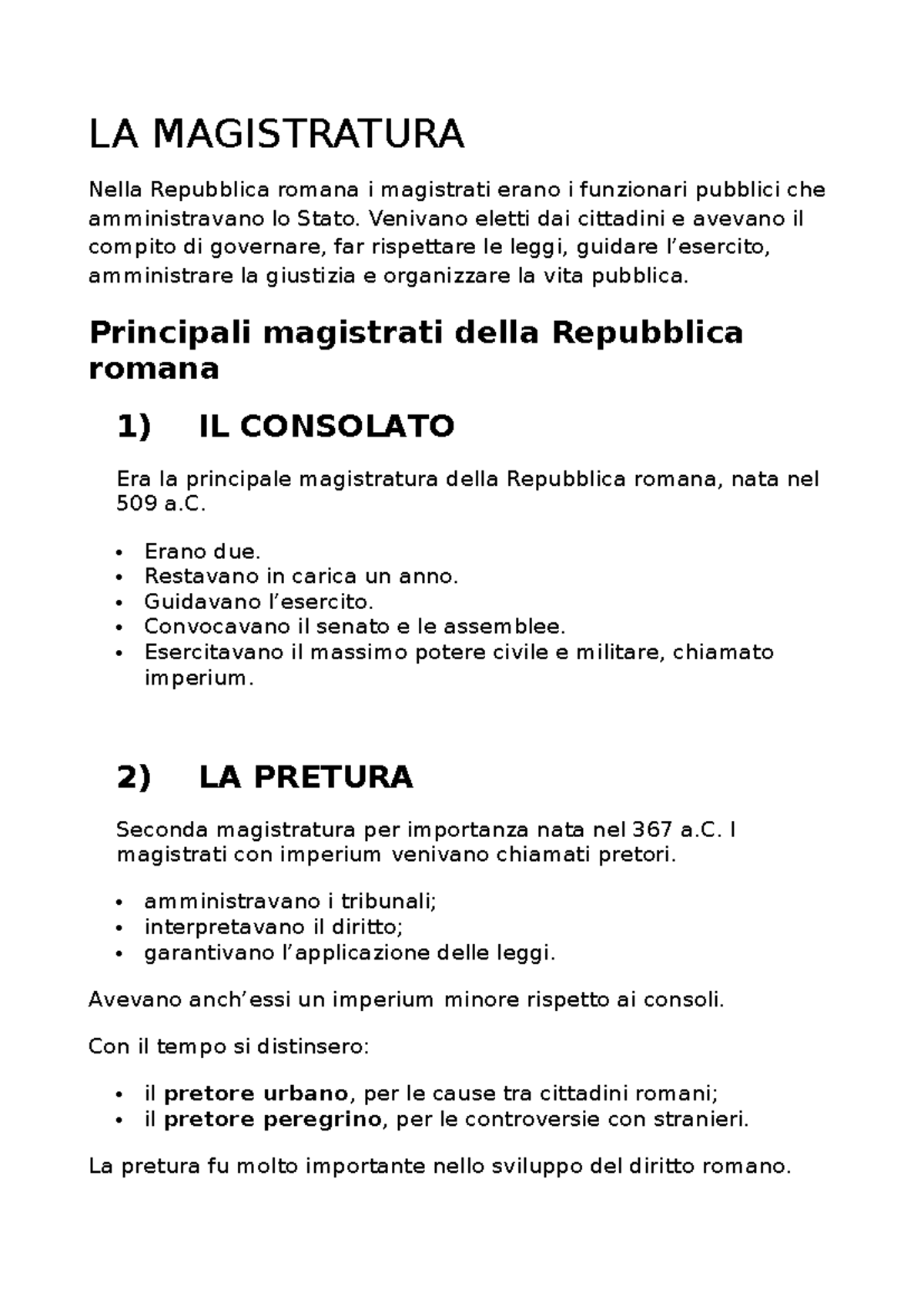 LA MAGISTRATURA NELLA REPUBBLICA ROMANA: FUNZIONI E RUOLI - Studocu