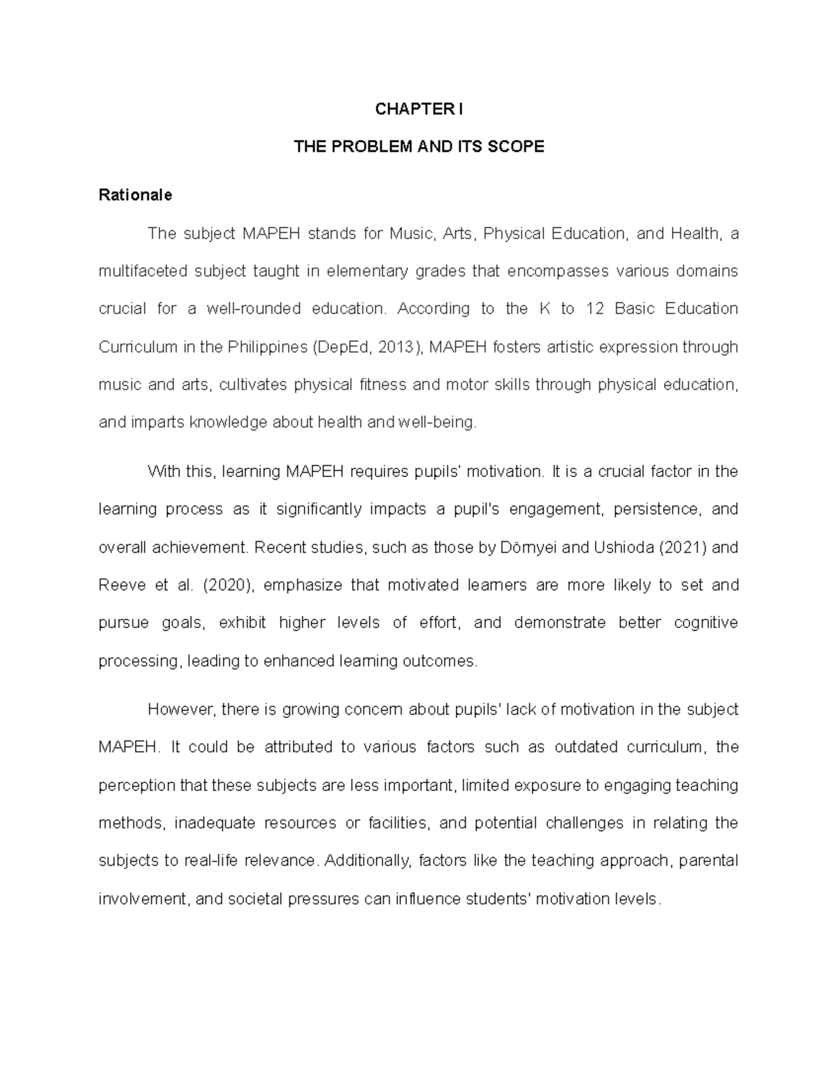Rationale - thesis - CHAPTER I THE PROBLEM AND ITS SCOPE Rationale The ...