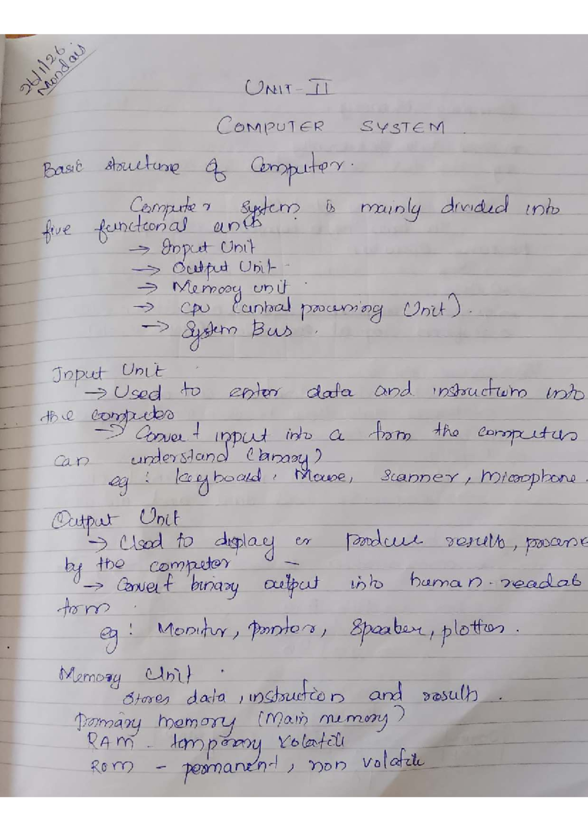 II COMPUTER SYSTEM: Basic Structure and Functional Units - Unit 2 Notes ...