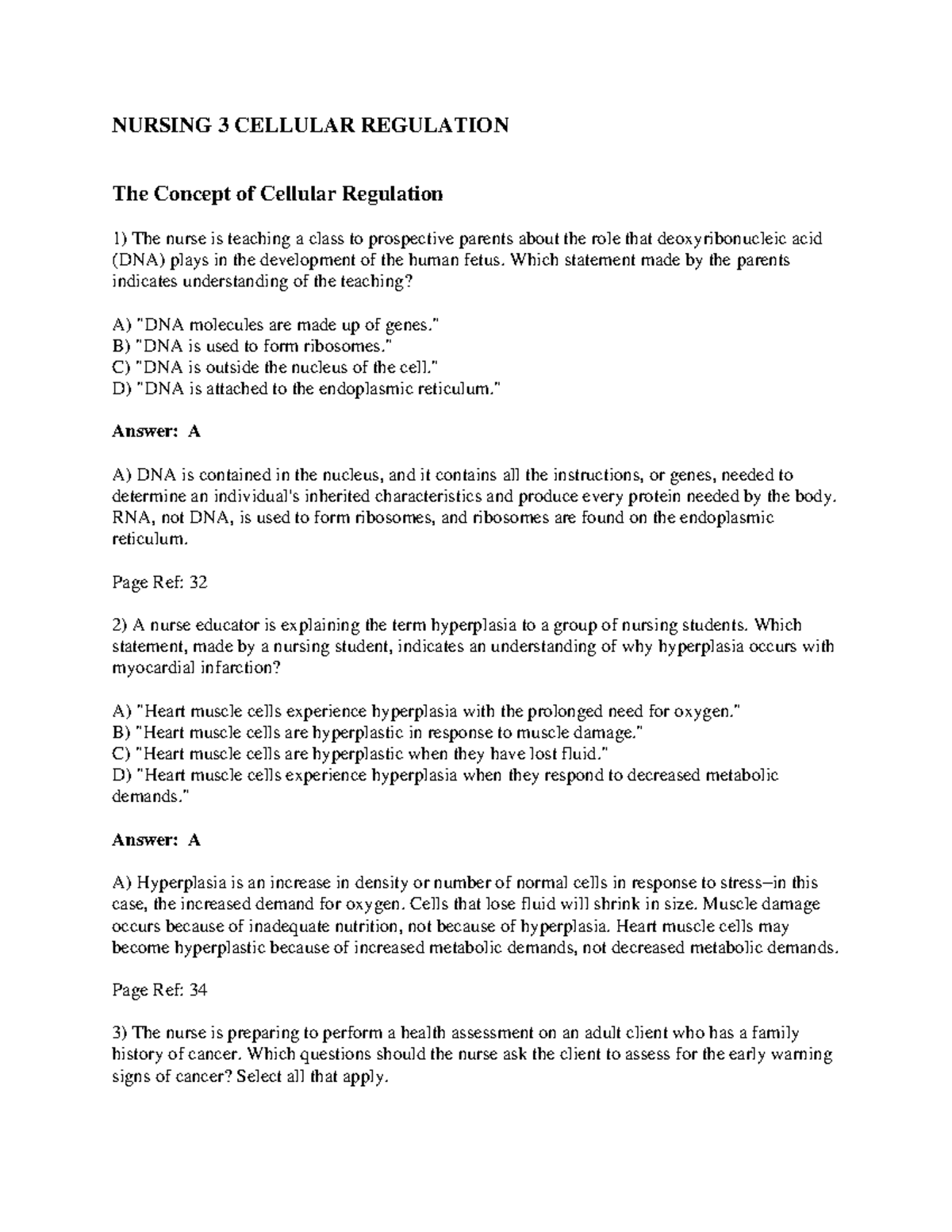Nursing 3 Final Exam Notes on Cellular Regulation and Cancer - Studocu