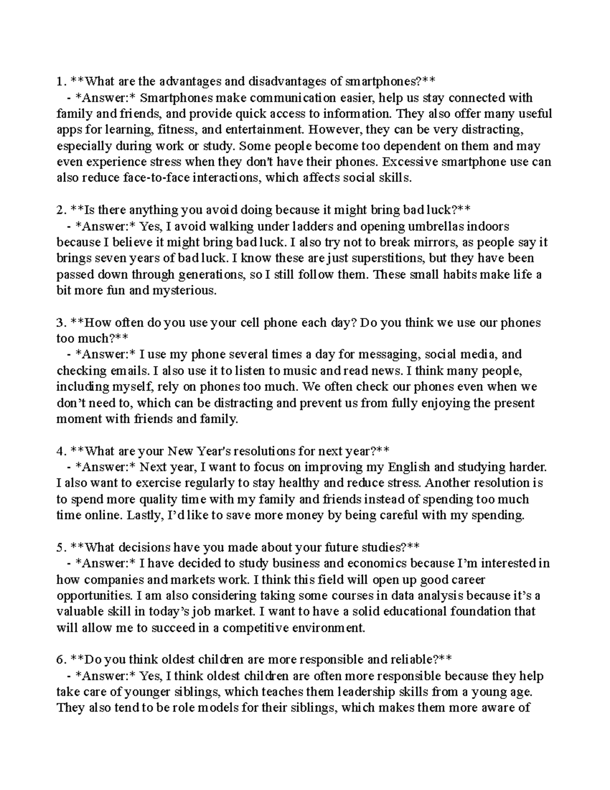 12 Questions for Speaking Practice TATC3 - Engaging Insights - Studocu