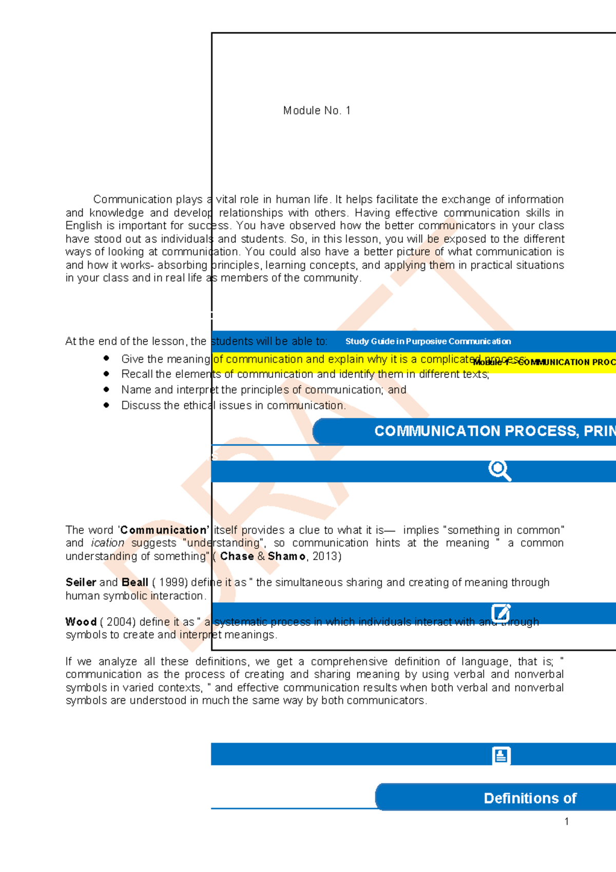 GE4 - SG1 - Study Guide on Communication Process in Purposive Comms ...