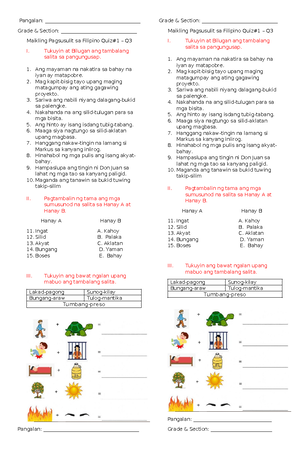 Quiz #2 (Filipino & ESP) - Pangalan ...