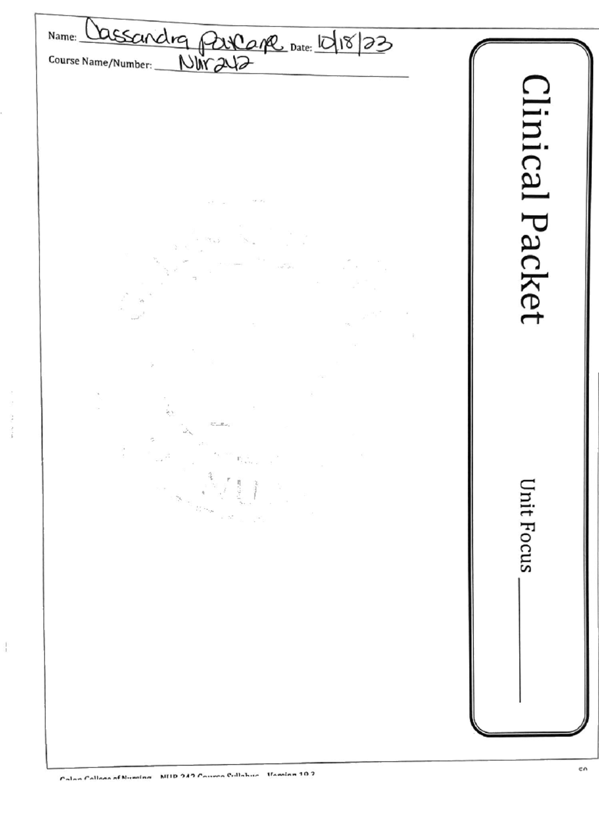 Clinical Packet - 2023-10-20 19-25 Review - Studocu