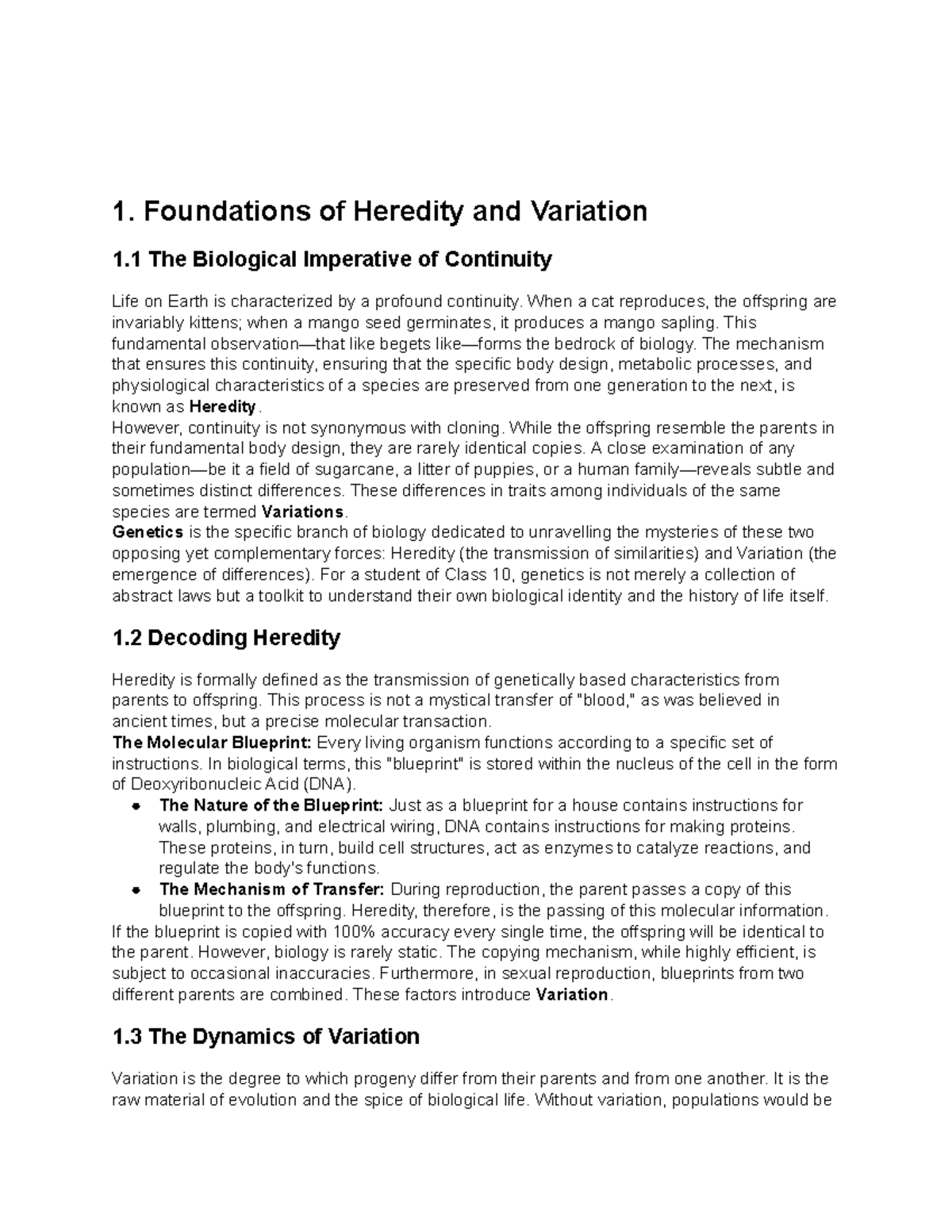 Class 10 Heredity Notes: Understanding Genetics and Variation - Studocu