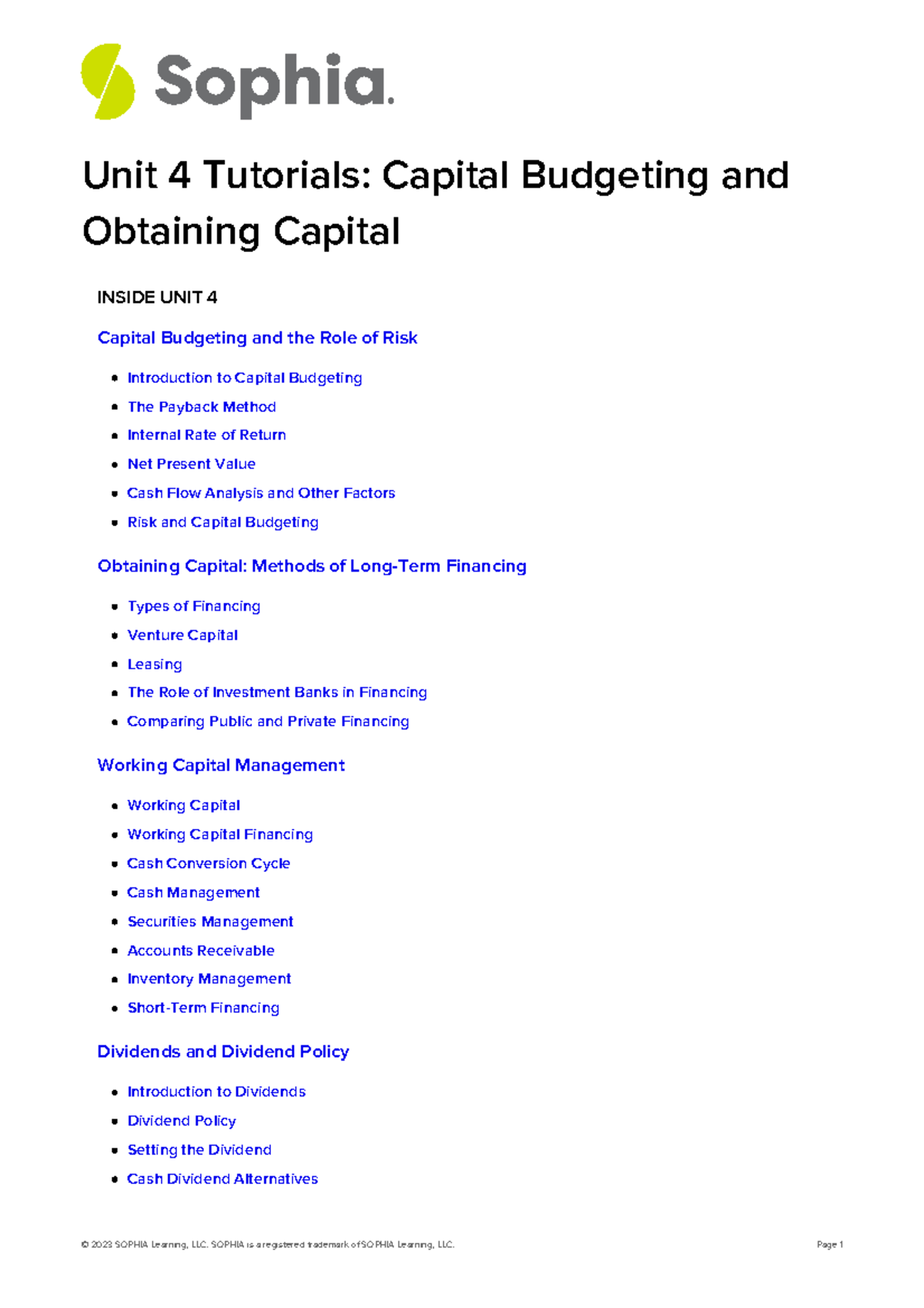 Unit 4 tutorials capital budgeting and obtaining capital - Unit 4 Tutorials: Capital Budgeting ...