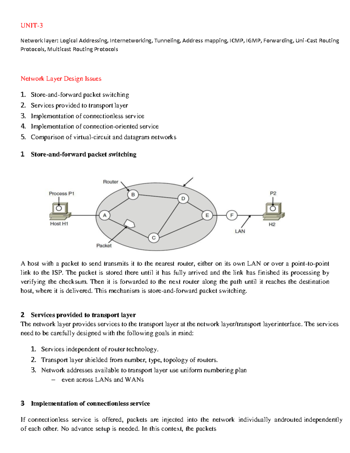 DCCN unit3 - unit 3 - UNIT- Network layer: Logical Addressing, Internetworking, Tunneling ...