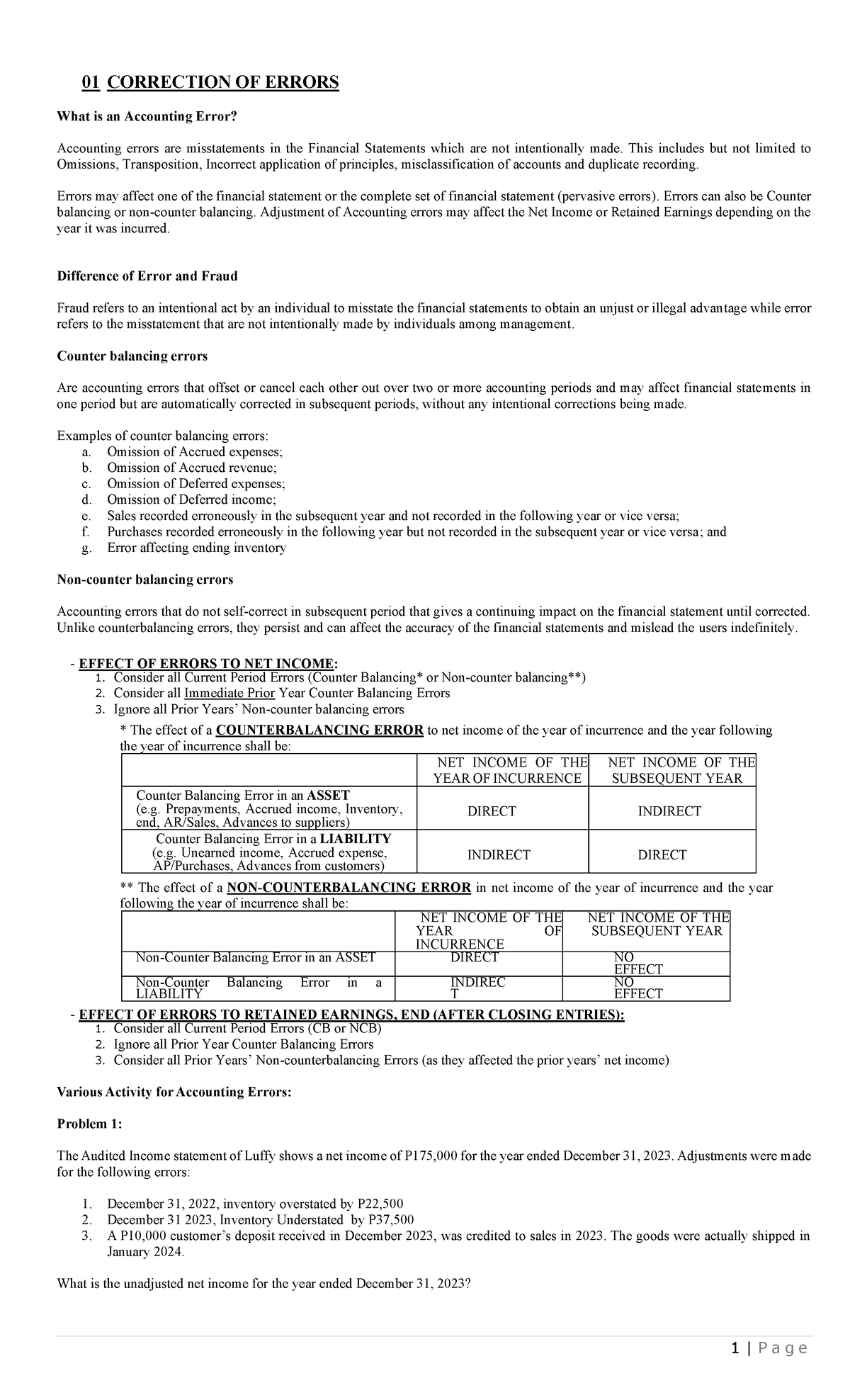 01 Accounting Errors: Understanding and Adjustments in Financial Statements - Studocu