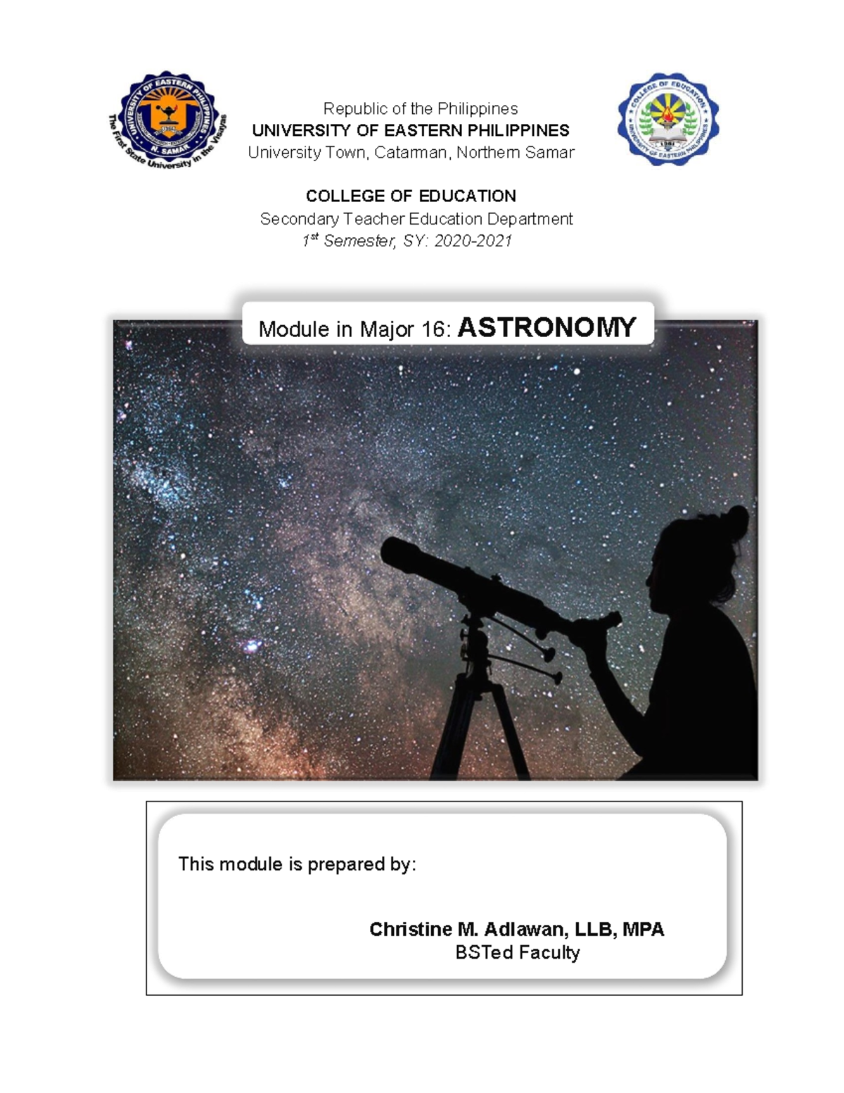 Module 1: Introduction to Astronomy (AST101) by Prof. C. Adlawan - Studocu